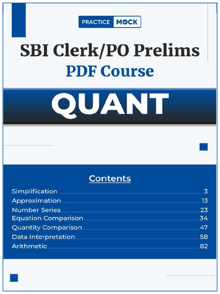 PDF Course Sbi Clerk-Po Pre-Quant | PDF