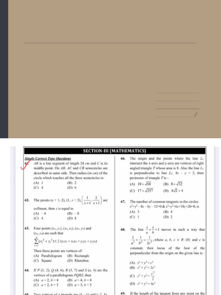 Straight Lines, Circles Test Qs | PDF | Elementary Geometry | Euclidean ...