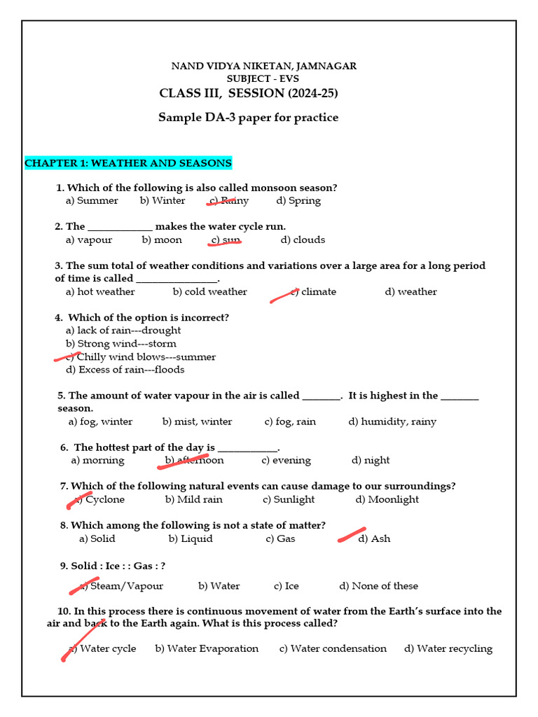 CL3 - DA3 practice paperanswer key (1) - Copy_removed_copy | PDF | Soil | Weather