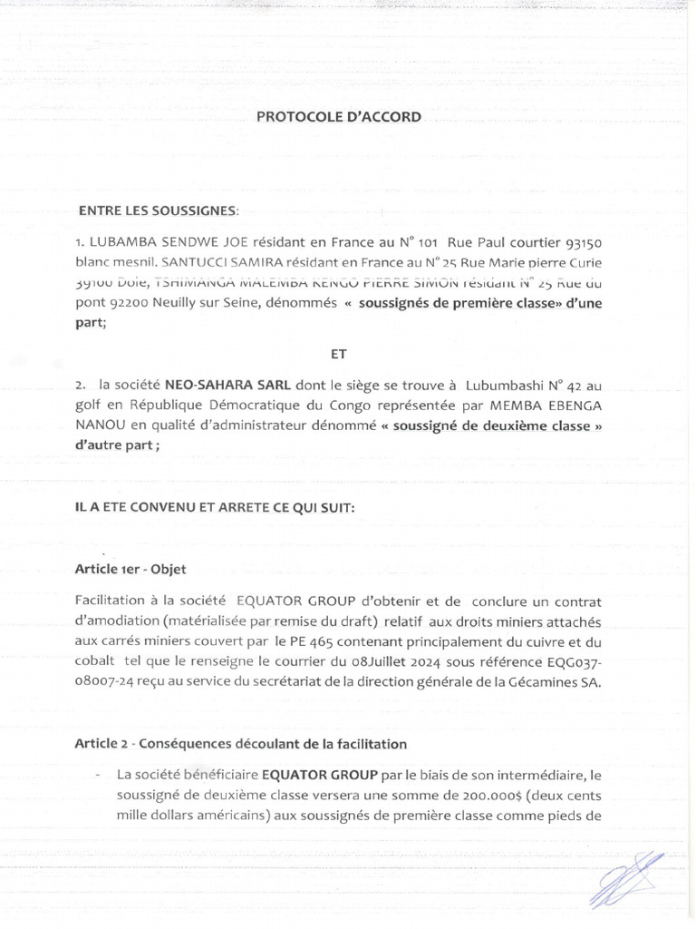 Protocole D'Accord | PDF