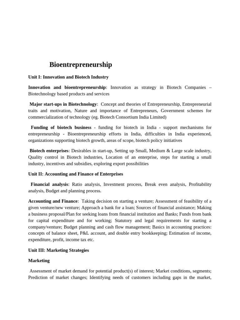 Bioentrepreneurship | PDF