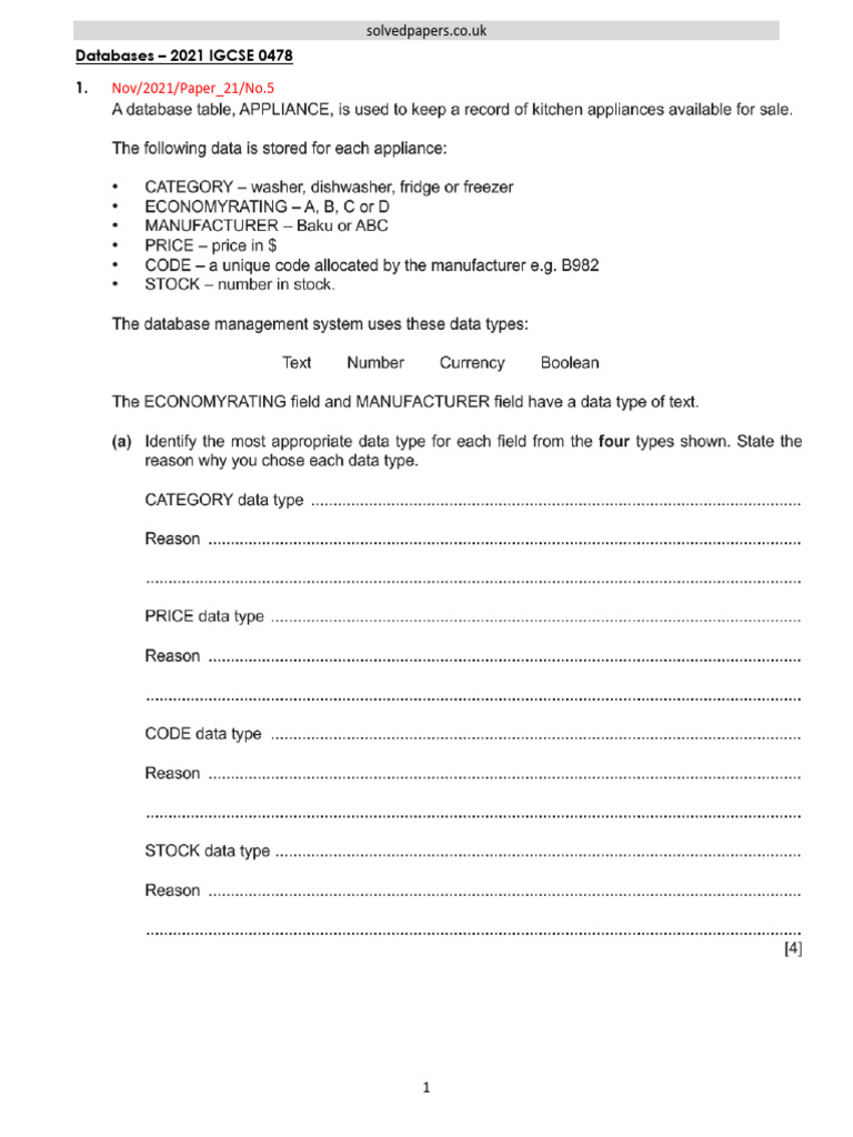 2021 Databases IGCSE 0478 | PDF 2021 Databases IGCSE 0478 | PDF