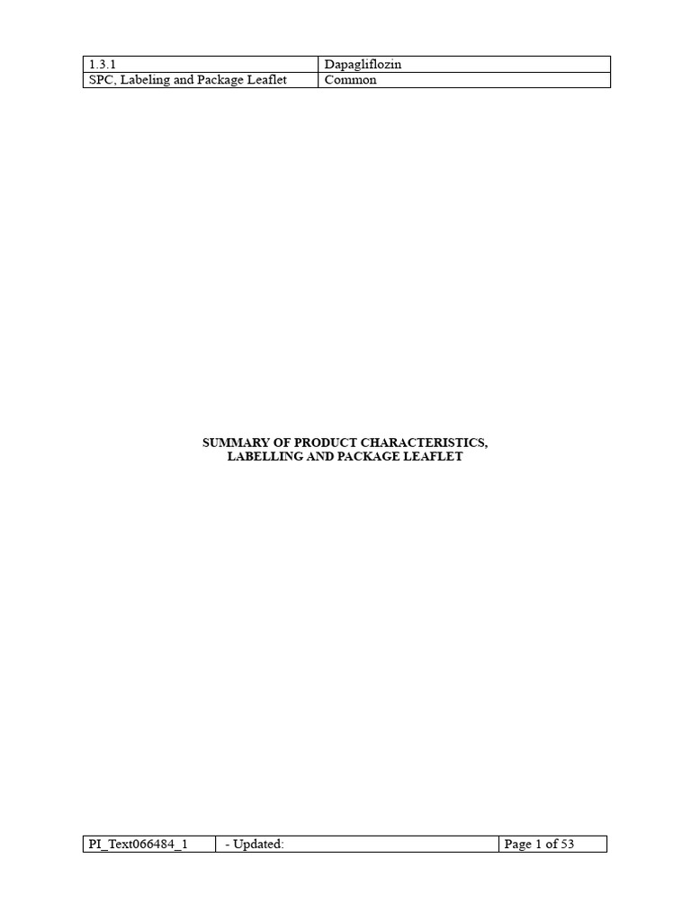 Dapagliflozin SPC and Labeling Guide | PDF | Diabetes | Chronic Kidney ...