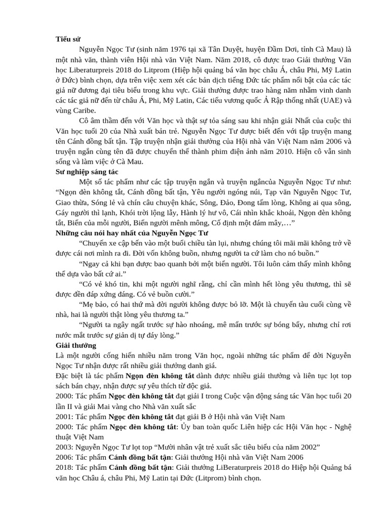 Tiểu sử và sự nghiệp NNT | PDF