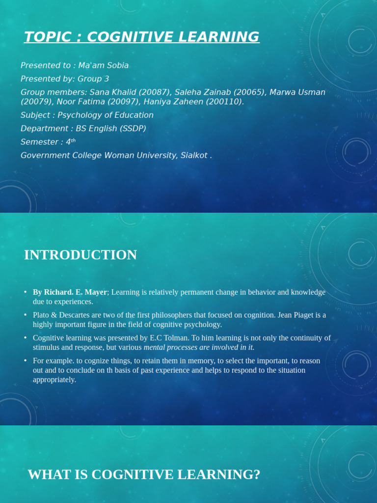 Cognitive Learning | PDF | Learning | Cognition