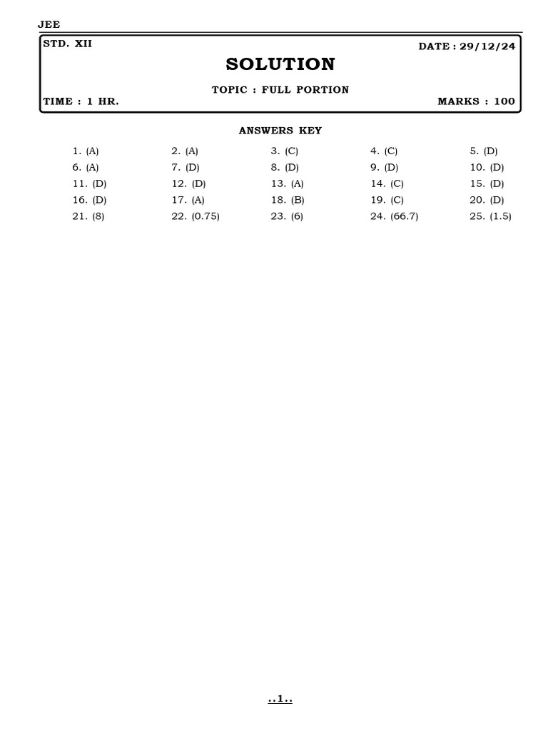 SOL-M-25_JEE-FULL PORTION-29 12 2024_241229_143836 | PDF