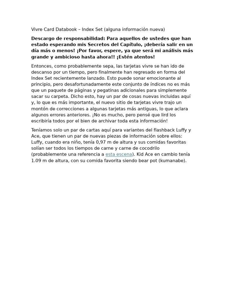 Vivre Card Databook | PDF