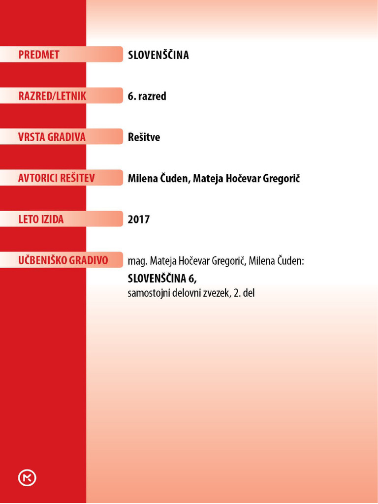 Resitve Slo 6 Sdz 2 Del | PDF
