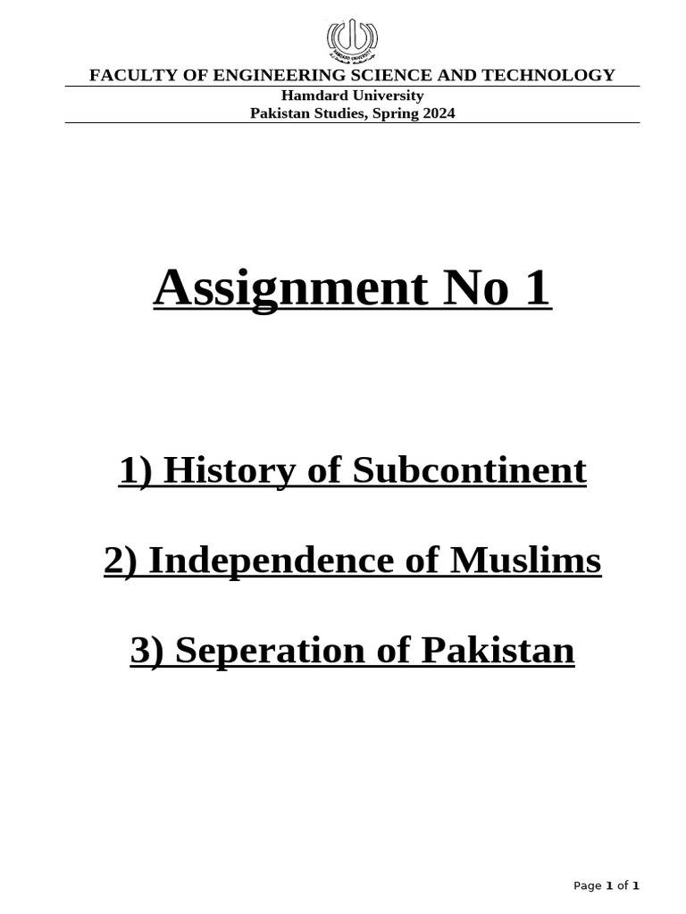 Engineering Students' Pakistan Studies | PDF