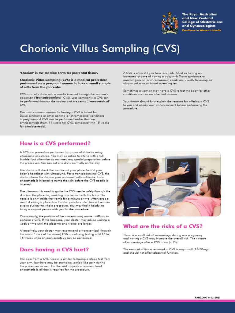Chorionic-Villus-Sampling | PDF | Miscarriage | Clinical Medicine