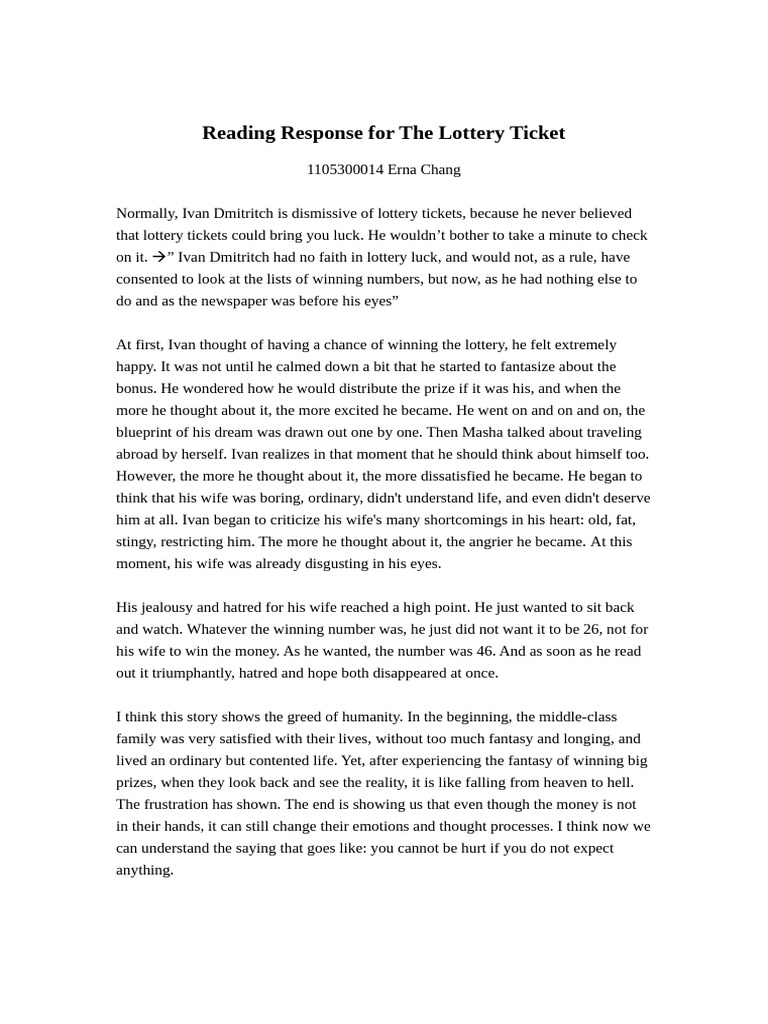 Ivan's Greed in "The Lottery Ticket" | PDF