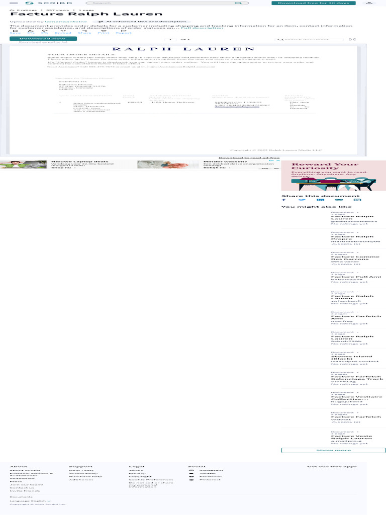 Facture Ralph Lauren PDF | PDF | Computing | World Wide Web