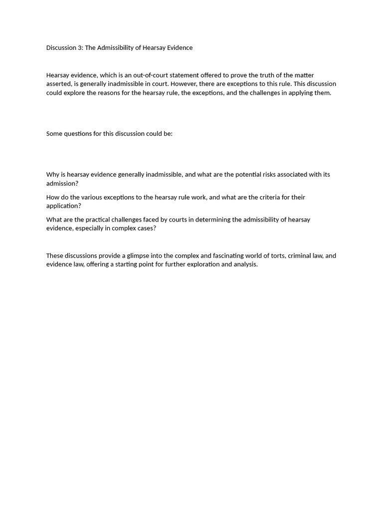 Hearsay Evidence: Admissibility Explained | PDF