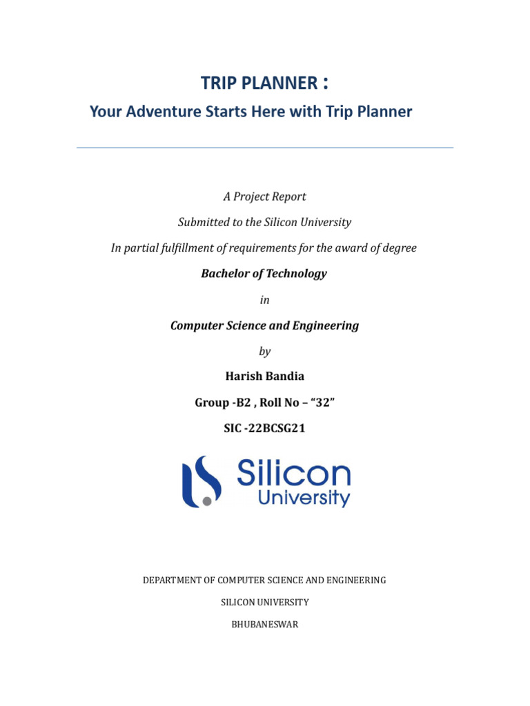 Web-Based Trip Planner Project Report | PDF