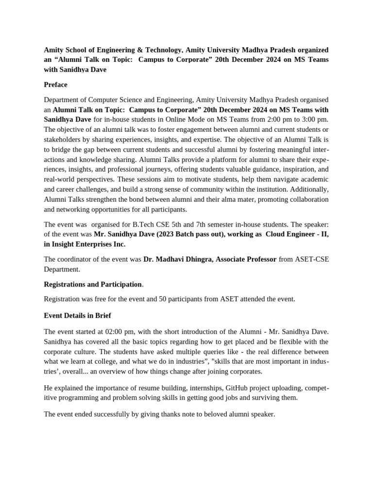 Amizone Report Alumni Talk 20 Dec 2024 | PDF
