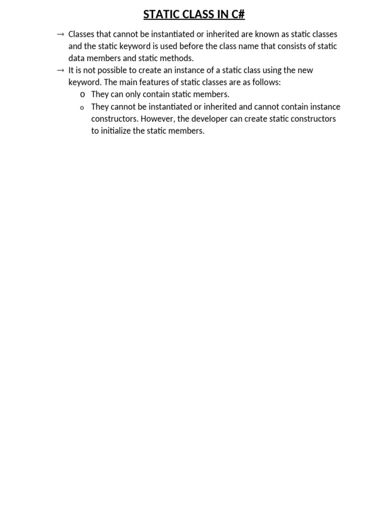 Static Class in Csharp | PDF