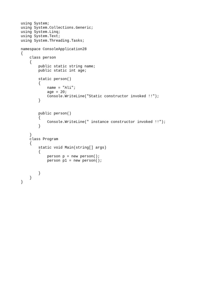 Static Constructor | PDF