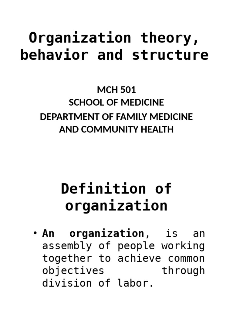 Organization Theory, Behavior and Structures | PDF | Behavioural ...