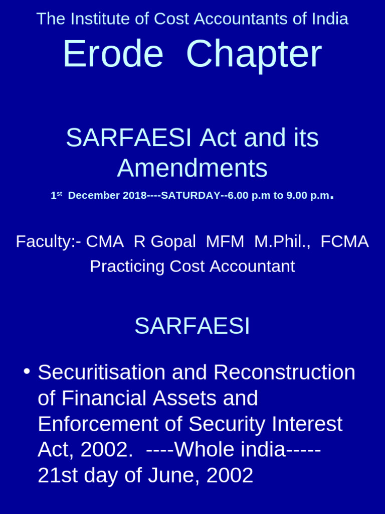 SARFAESI Act Overview and Amendments | PDF | Securitization | Interest