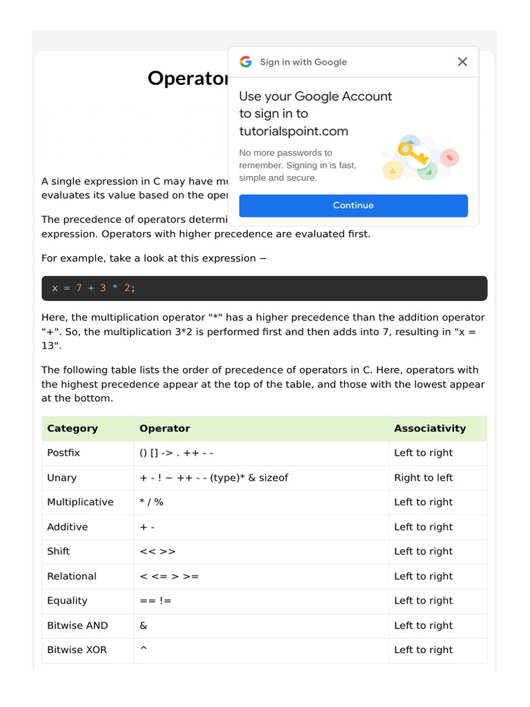 Understanding C Operator Precedence | PDF | Software Engineering | Computer Programming