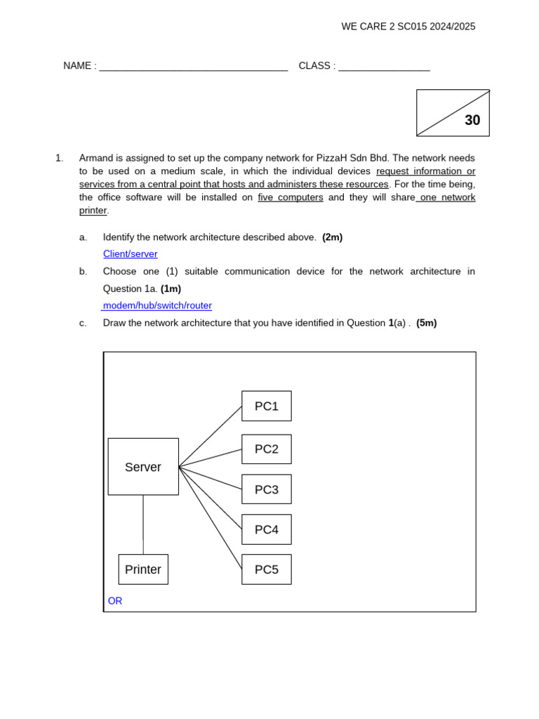 answer WE CARE 2 SC015 2024_2025 | PDF | Computer Network | I Pv6