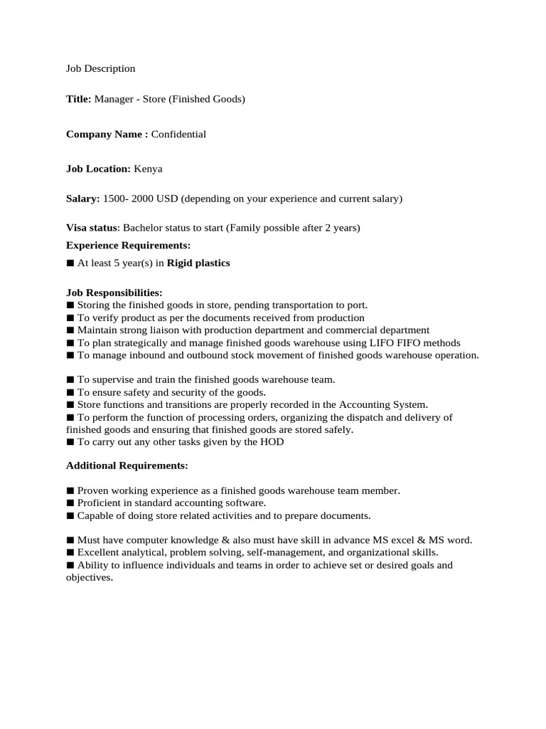 JD-Finished Goods Stores | PDF