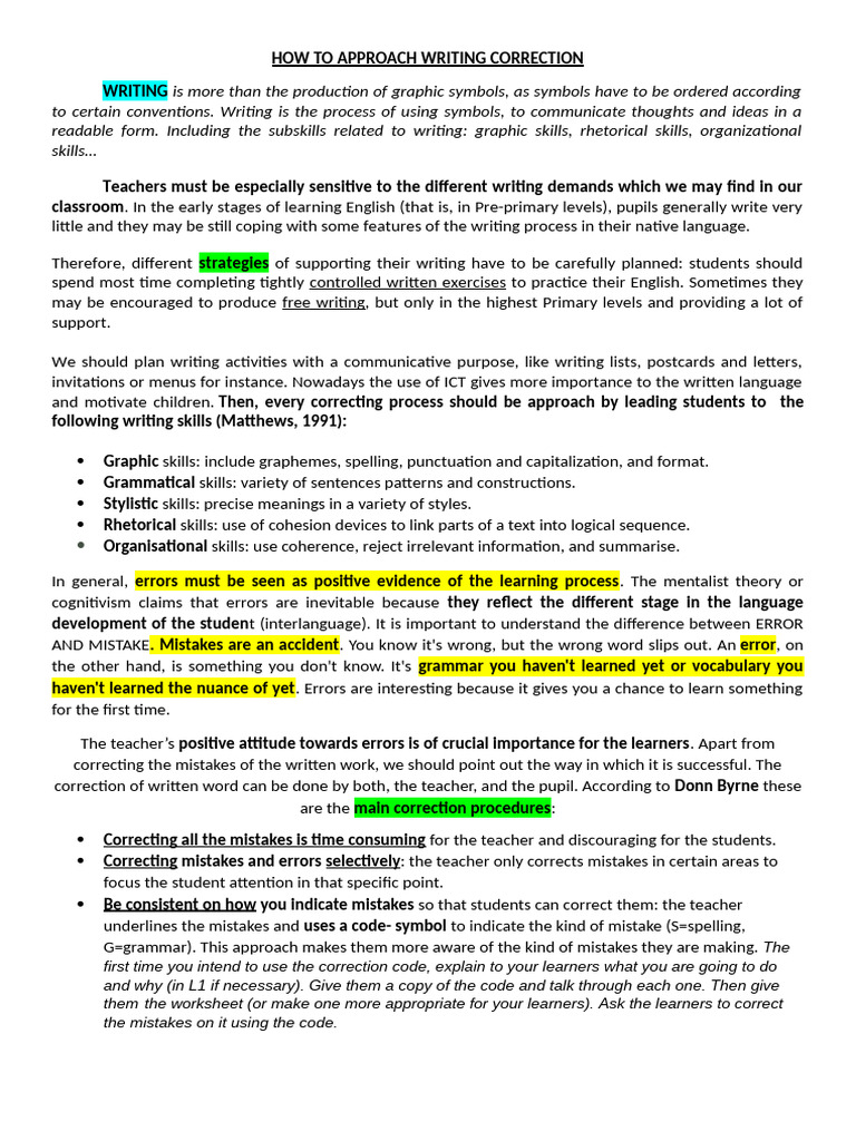 How To Approach Writing Correction | PDF | Human Communication | Cognition