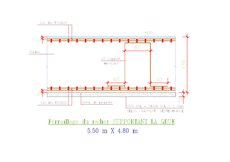 Coupe Et Ferraillage de La Structure Portante de La Grue | PDF
