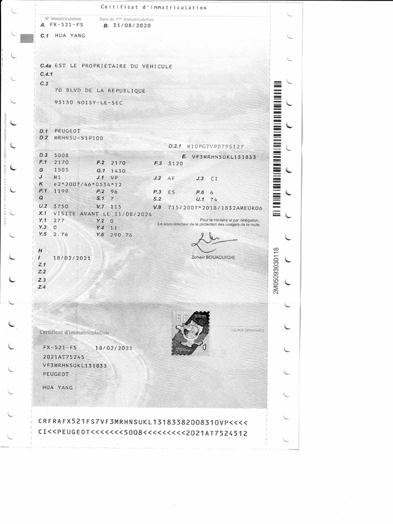Vehicle Registration Certificate | PDF