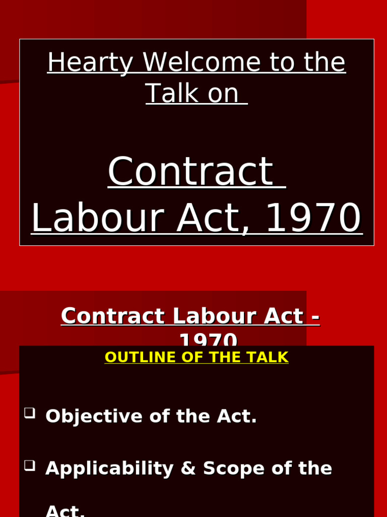 Contract Labour Act Overview | PDF | Employment | Business