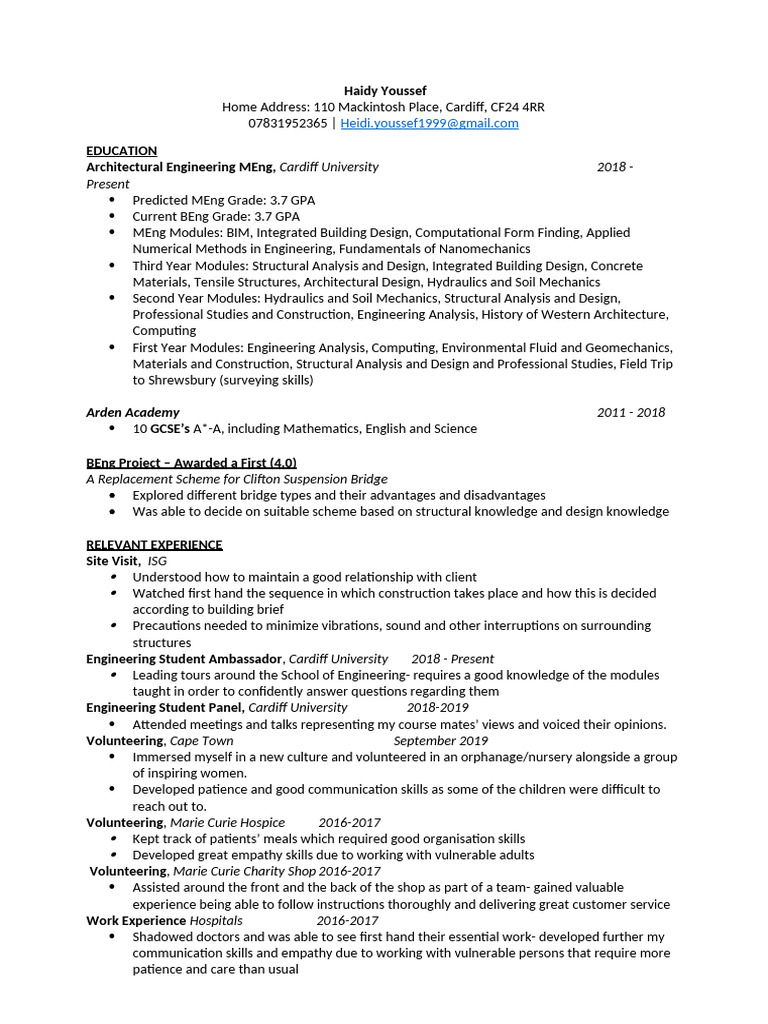 Ha i Dy Youssef Cv Engin | PDF | Engineering