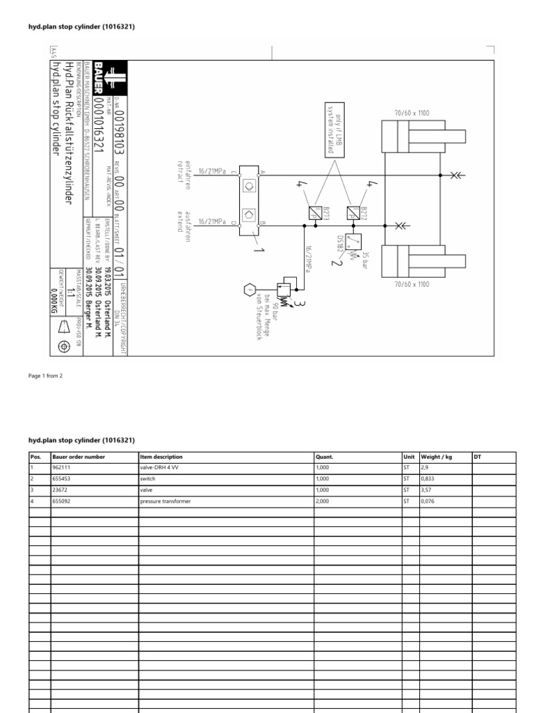 Hyd - Plan Stop Cylinder (1016321) | PDF