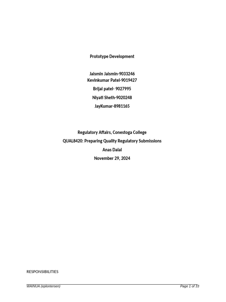 Group1 QUAL8420 Sec6 Prototype | PDF | Pharmacokinetics | Adverse Effect