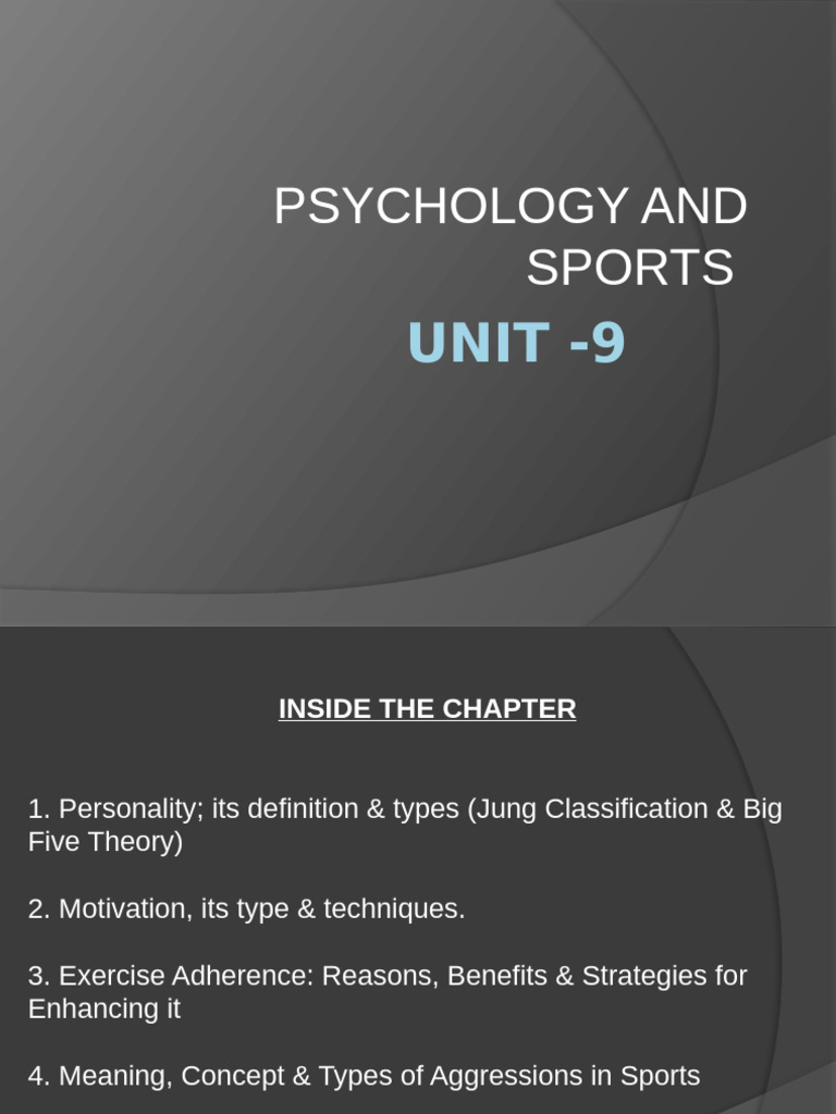 Unit 9 Psychology and Sports | PDF | Aggression | Extraversion And Introversion