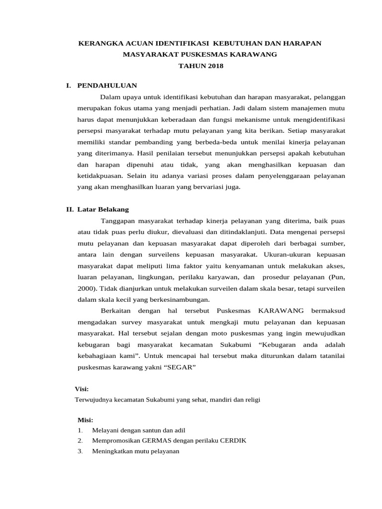 4.1.1.1 KAK Penggalian Kebutuhan Dan Harapan Melalui Survei | PDF