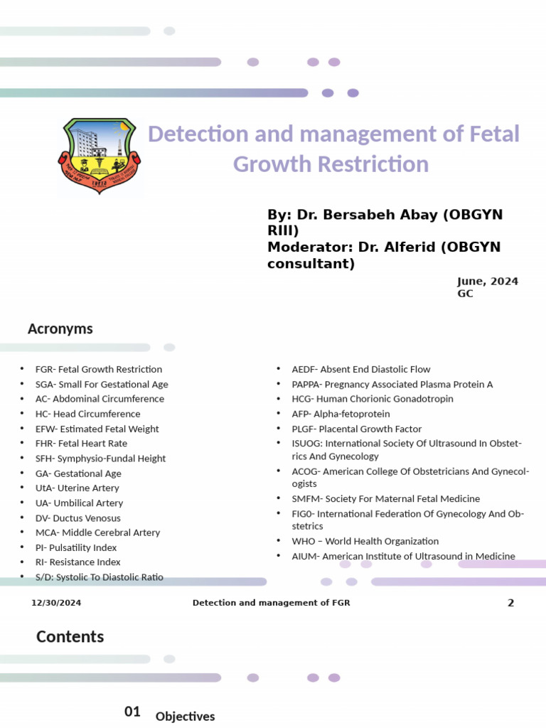 Detection and Management of FGR | PDF | Fetus | Caesarean Section