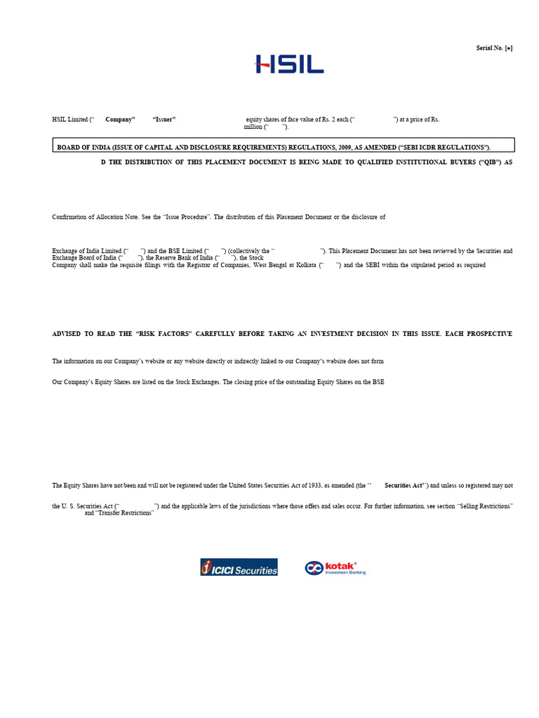 201561811439pd Hsil | PDF | Securities (Finance) | Investing