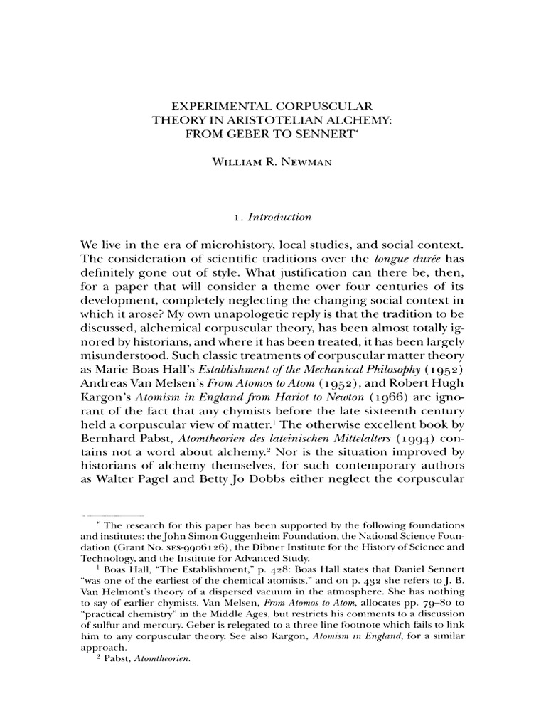 Ньюман_EXPERIMENTAL CORPUSCULAR THEORY | PDF | Alchemy | Science