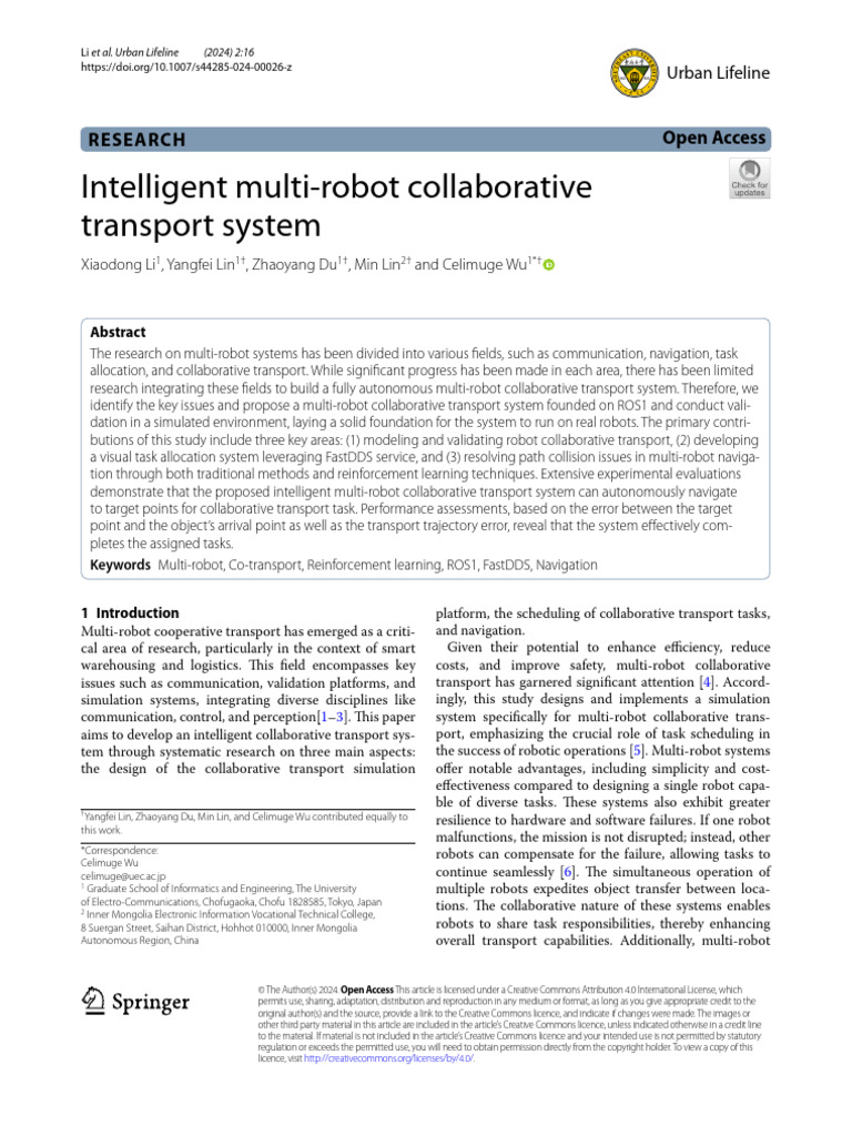 Intelligent Multi-Robot Collaborative Transport Sy | PDF | Simulation | Robot