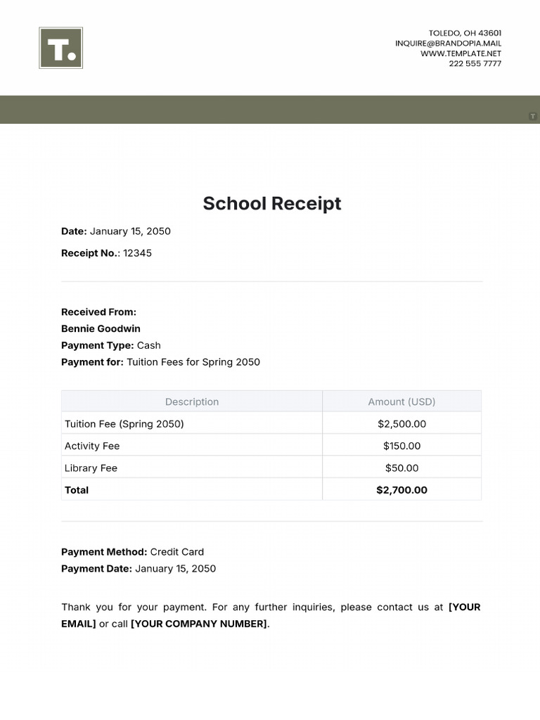 School Receipt Template (1) | PDF