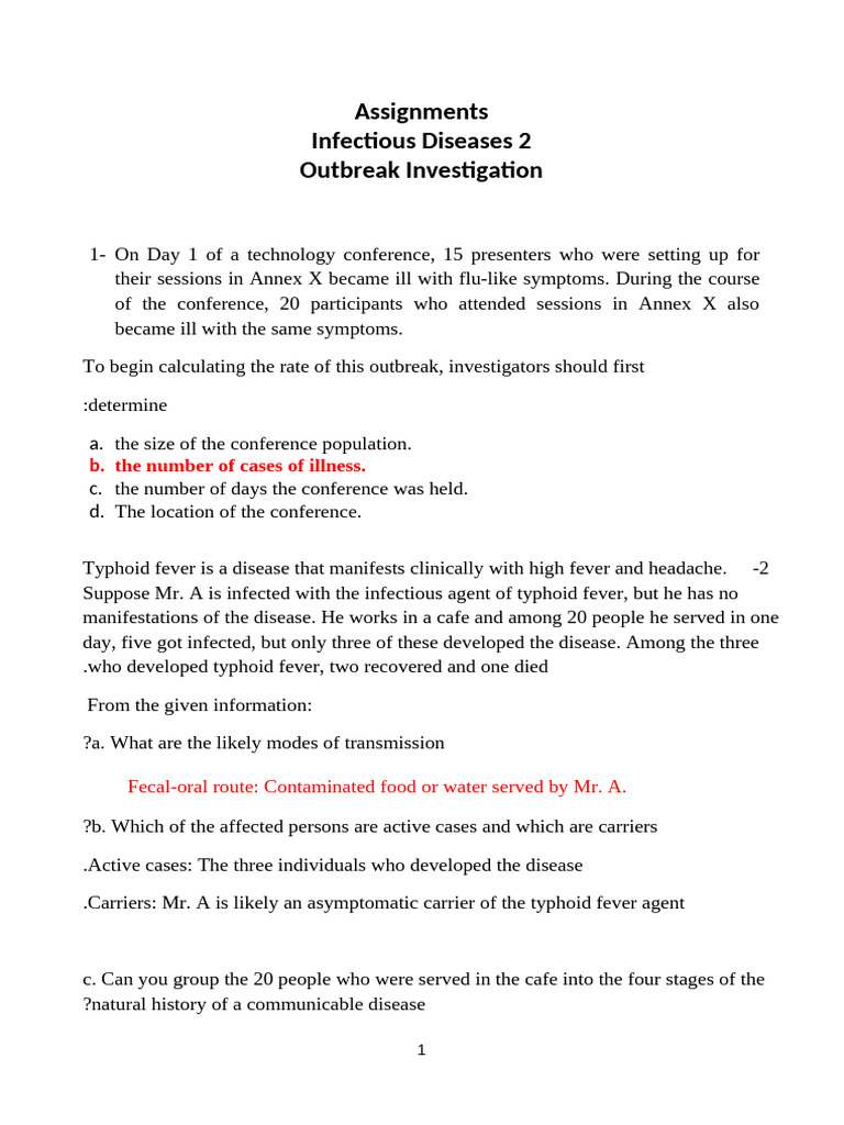 Infectious Diseases 2, Outbreak, Surv Assignment | PDF | Vaccines | Infection