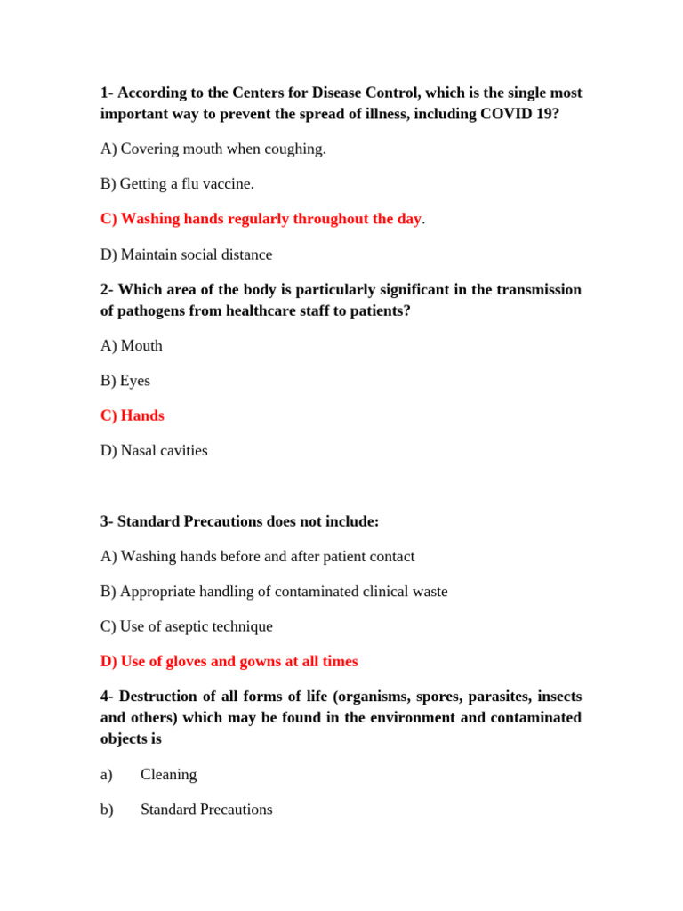 Nosocomial Infection Control MCQs | PDF