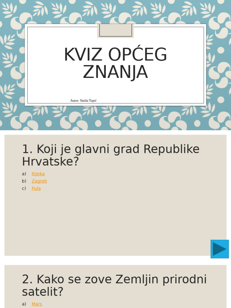Kviz Općeg Znanja | PDF
