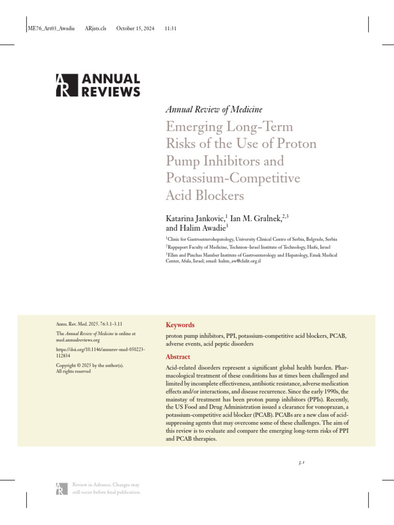 Long-Term Risks of PPIs vs. PCABs | PDF | Medical Treatments | Clinical ...