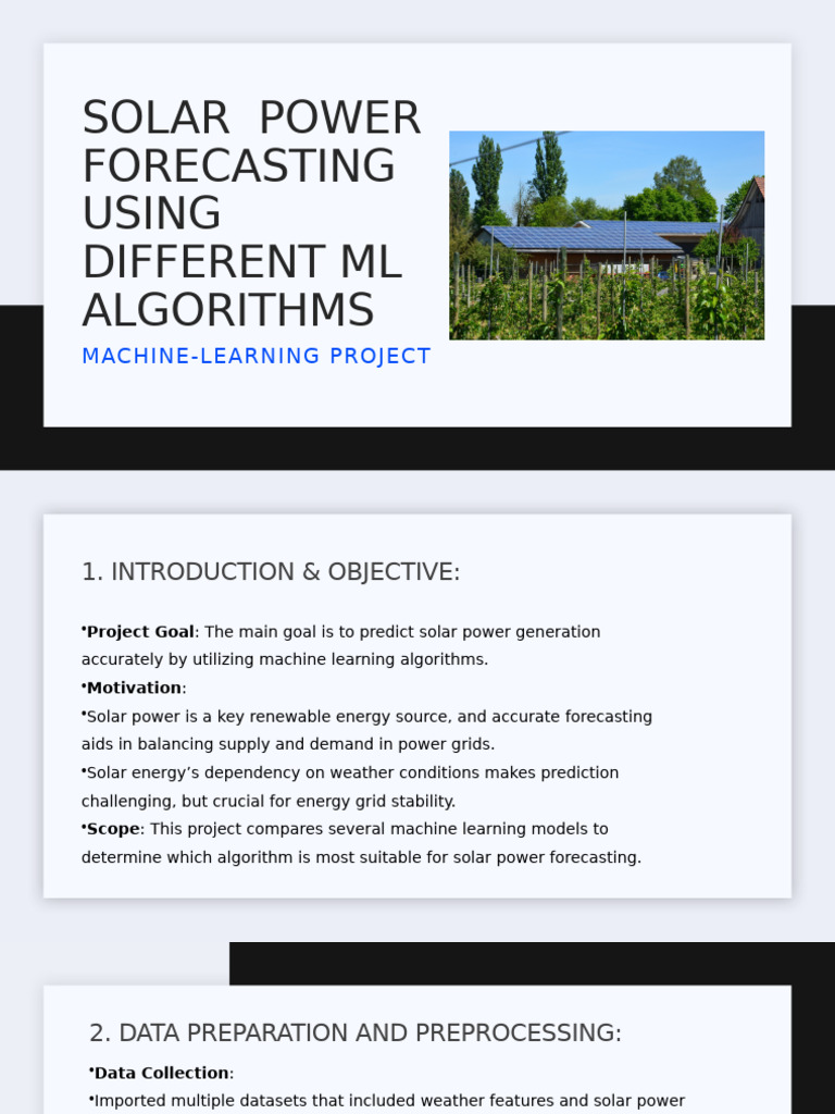 Solar Power Forecasting Using Different Ml Algorithms | PDF | Regression Analysis | Machine Learning