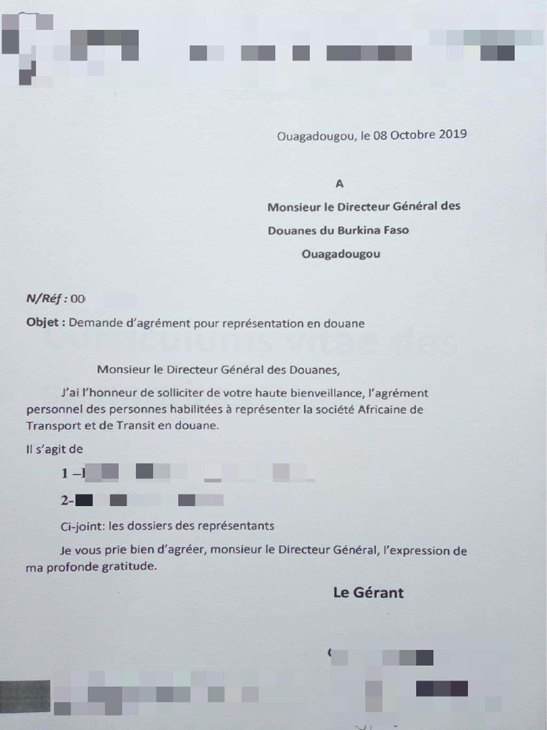 Demande d'Agrémént Pour Représentation en Douane | PDF