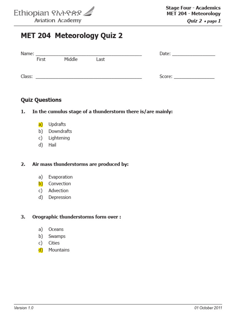 7. Exam | PDF | Thunderstorm | Tornadoes