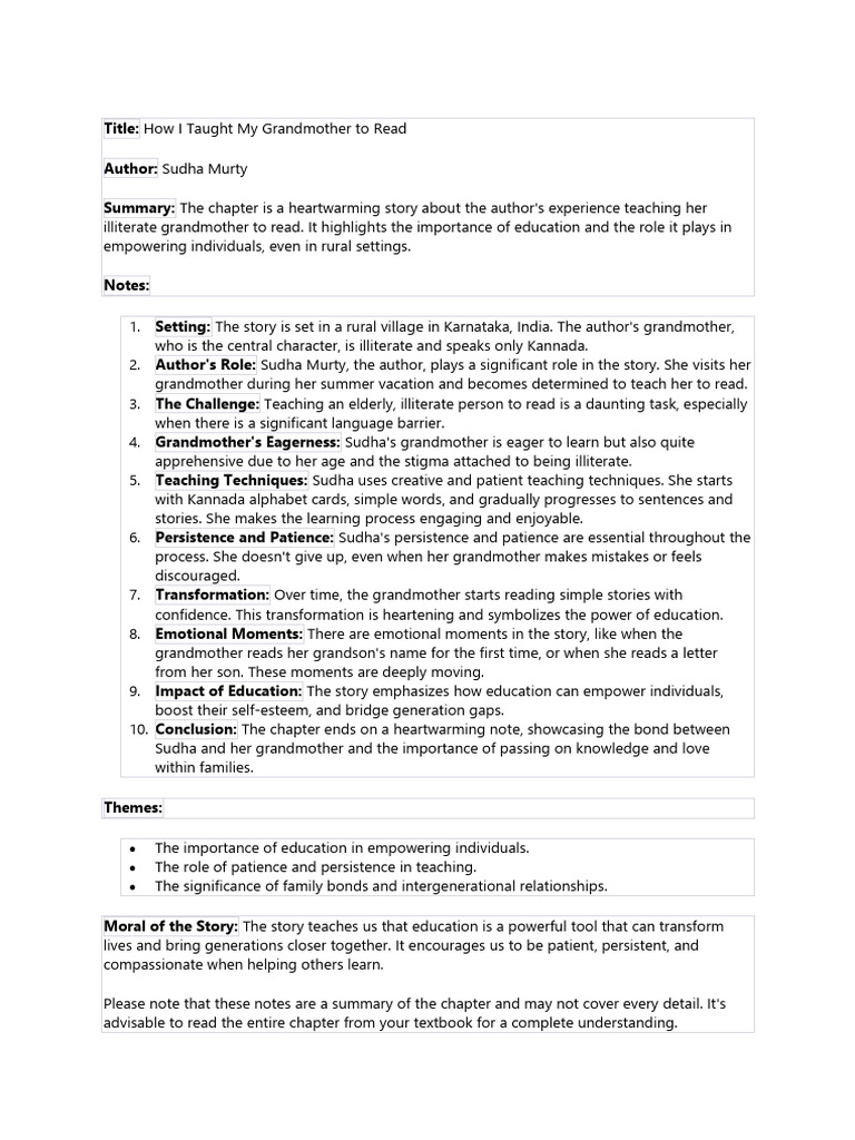 Teaching Grandma to Read: A Journey | PDF | Literacy