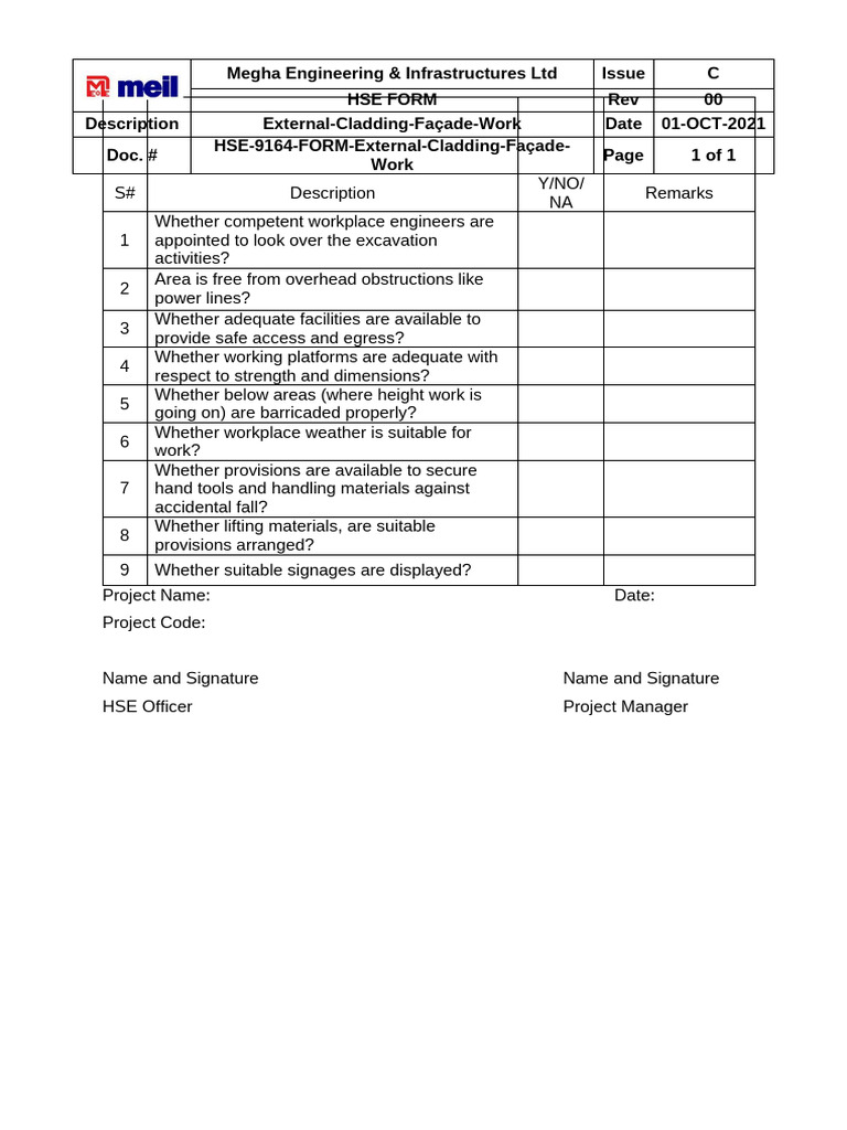 HSE-9164-FORM-External-Cladding-Façade-Work-00 | PDF
