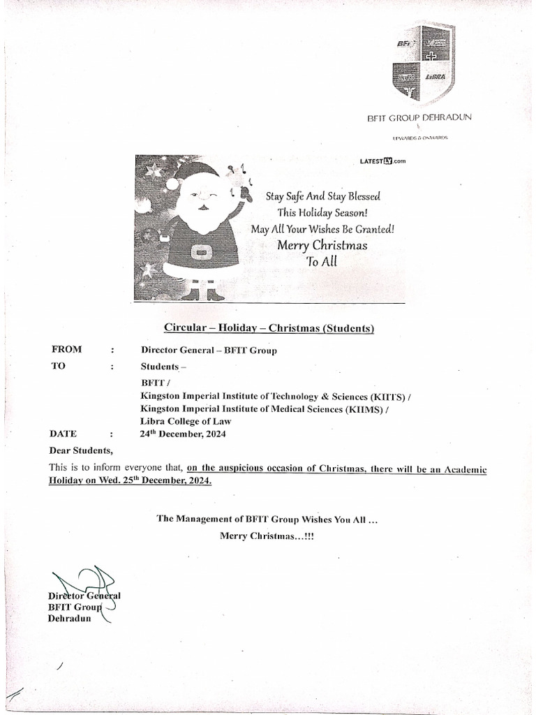 Circular - Holiday - Christmas (Students) | PDF